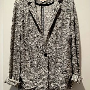 LOFT | Jackets & Coats | Relaxed Jacket In Black And White Heather ...